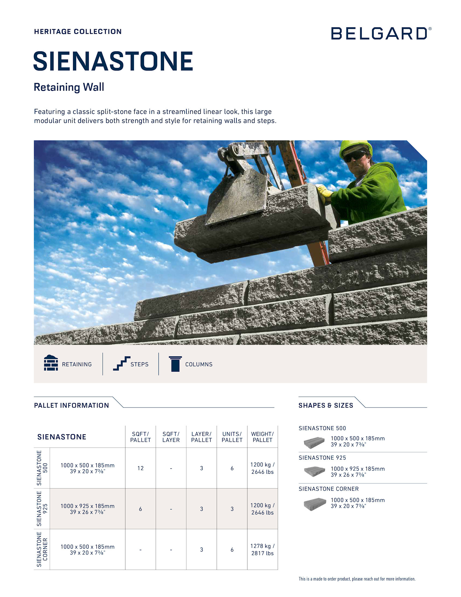 Belgard SienaStone 925 (39 x 36 x 7.28 - LxDxH) - Livingstone Outdoor