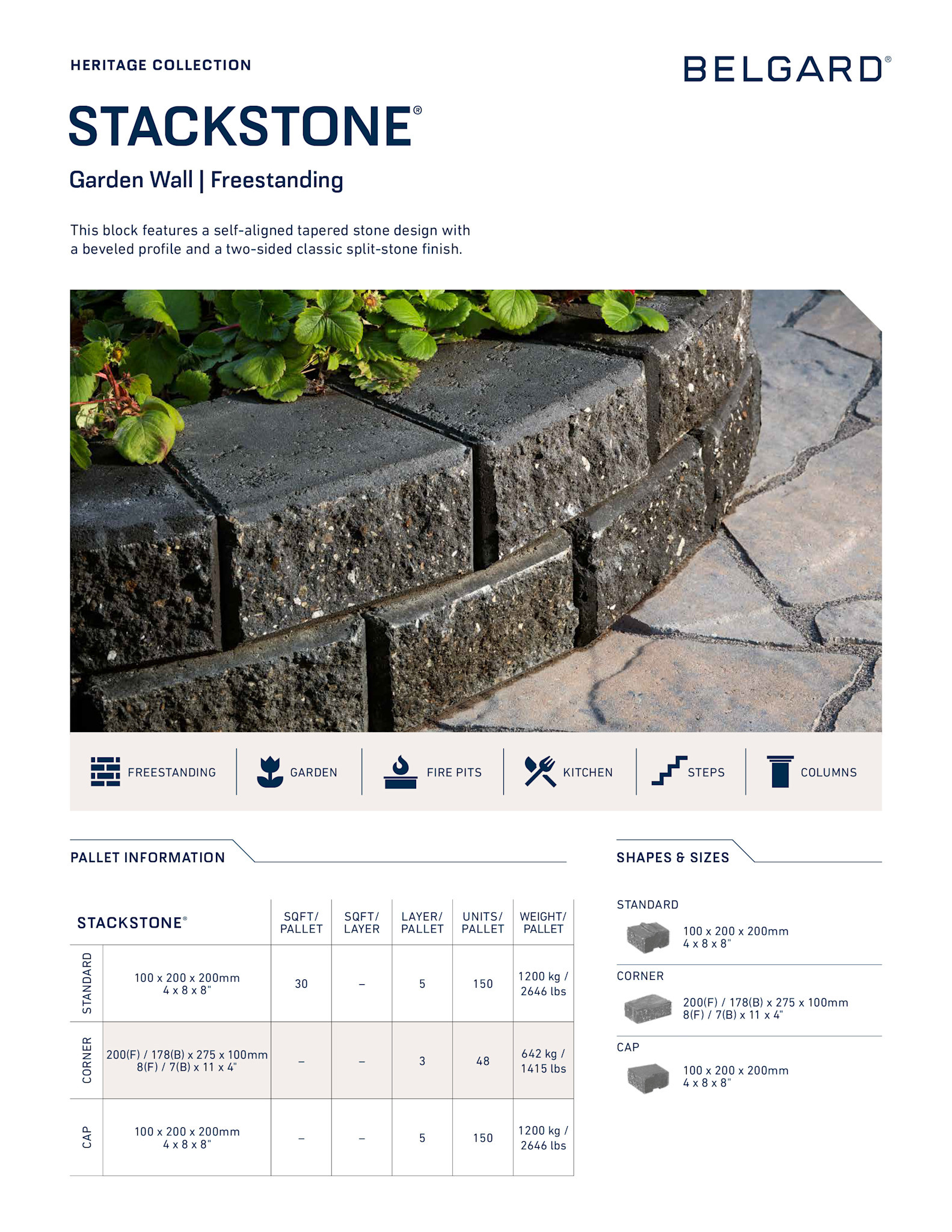 Belgard StackStone Corner (8 x 11 x 4 - LxDxH) - Livingstone Outdoor
