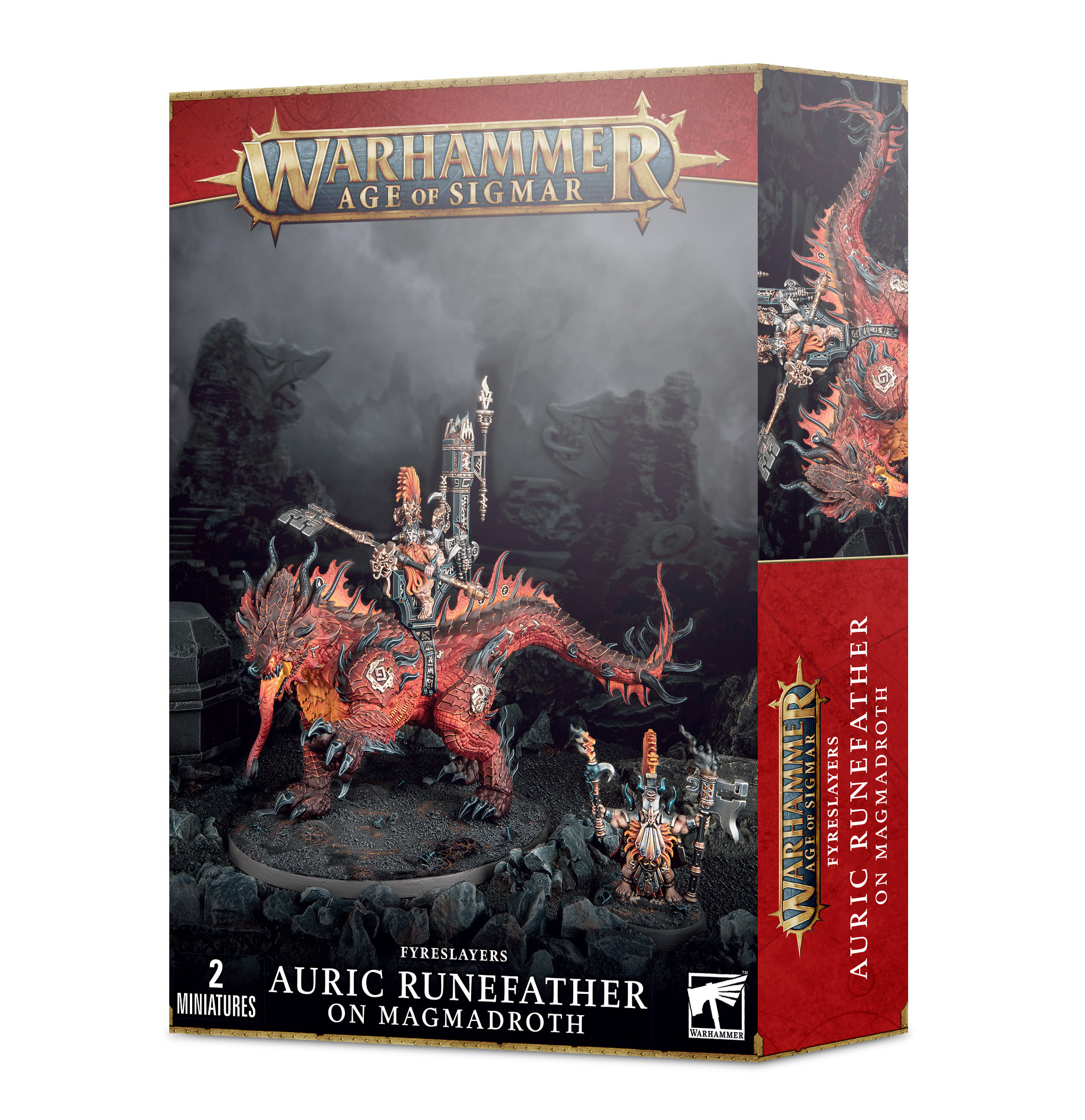 Games Workshop Fyreslayers: Auric Runefather on Magmadroth - Greg's Games