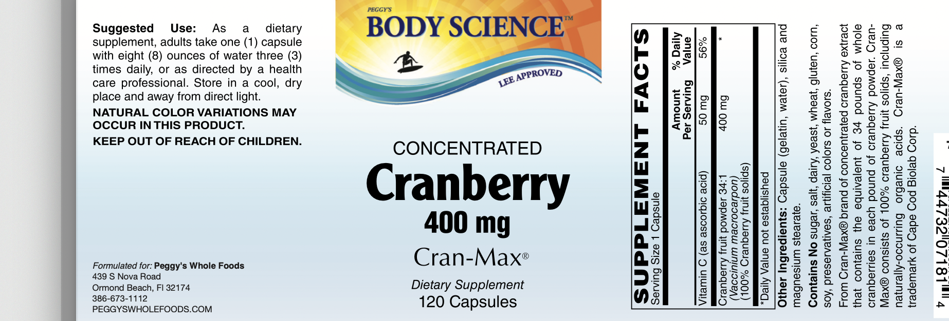 BSCI CRANBERRY 400 MG 120 CAPS - Peggy's Whole Foods