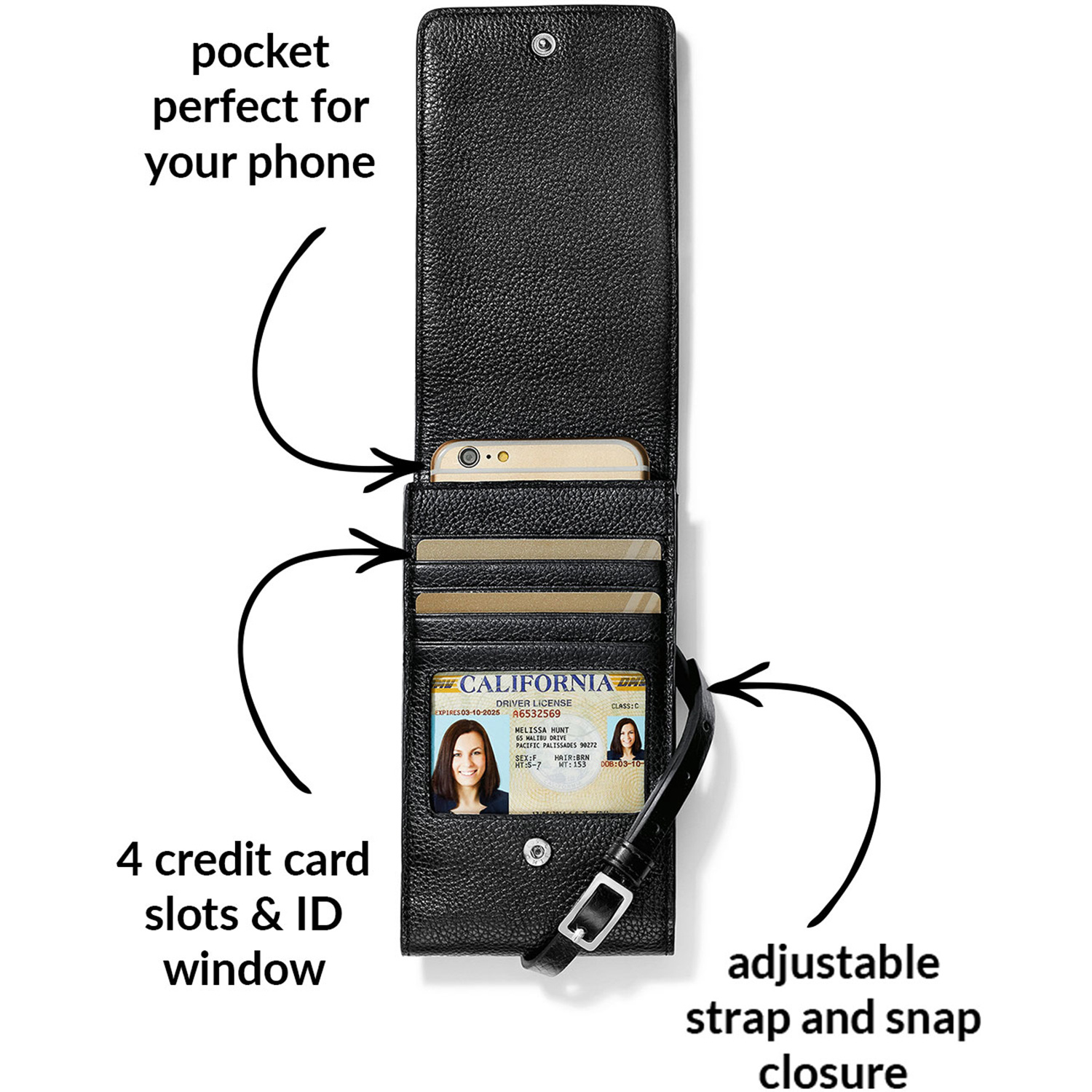 Brighton Ferrara Phone Organizer in Black - Her Hide Out