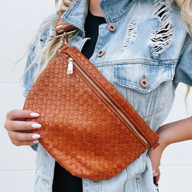 Pretty Simple Woven Westlyn Bum Bag in Brown - Her Hide Out