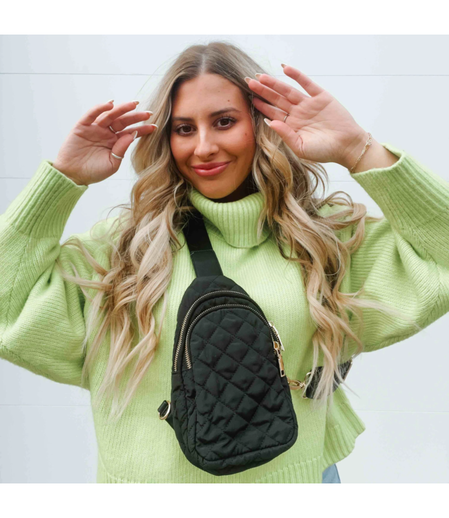 Pretty Simple Pinelope Puffer Bum Bag in Black - Her Hide Out