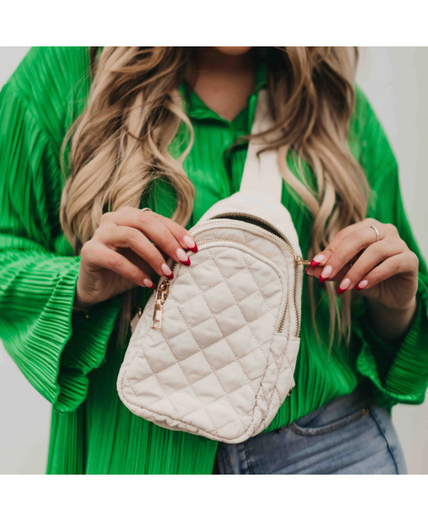 Pretty Simple Pinelope Puffer Bum Bag in Cream - Her Hide Out