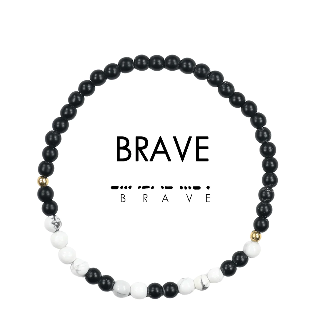 Ethic Goods Brave Morse Code Bracelet - Onyx & Howlite - Her Hide Out