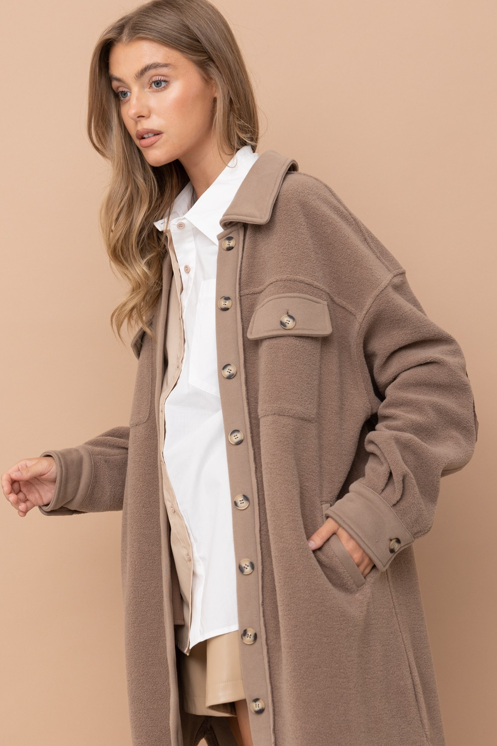 Isabel Long Coat in Brown - Her Hide Out