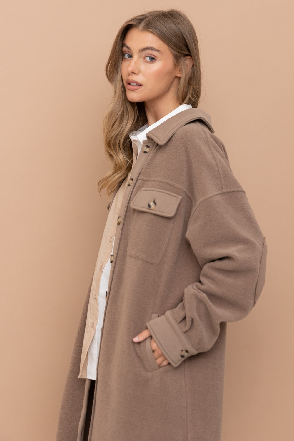 Isabel Long Coat in Brown - Her Hide Out