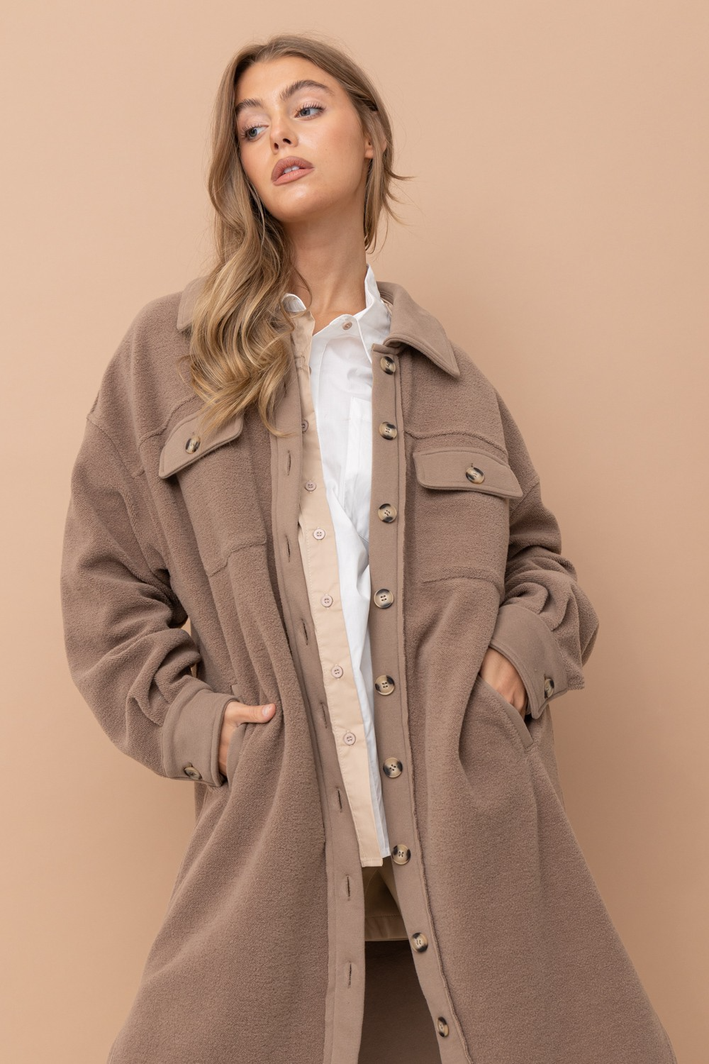 Isabel Long Coat in Brown - Her Hide Out