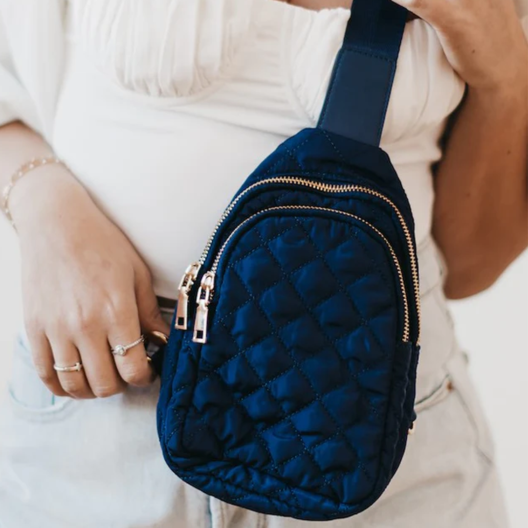 Pretty Simple Pinelope Puffer Bum Bag in Navy - Her Hide Out
