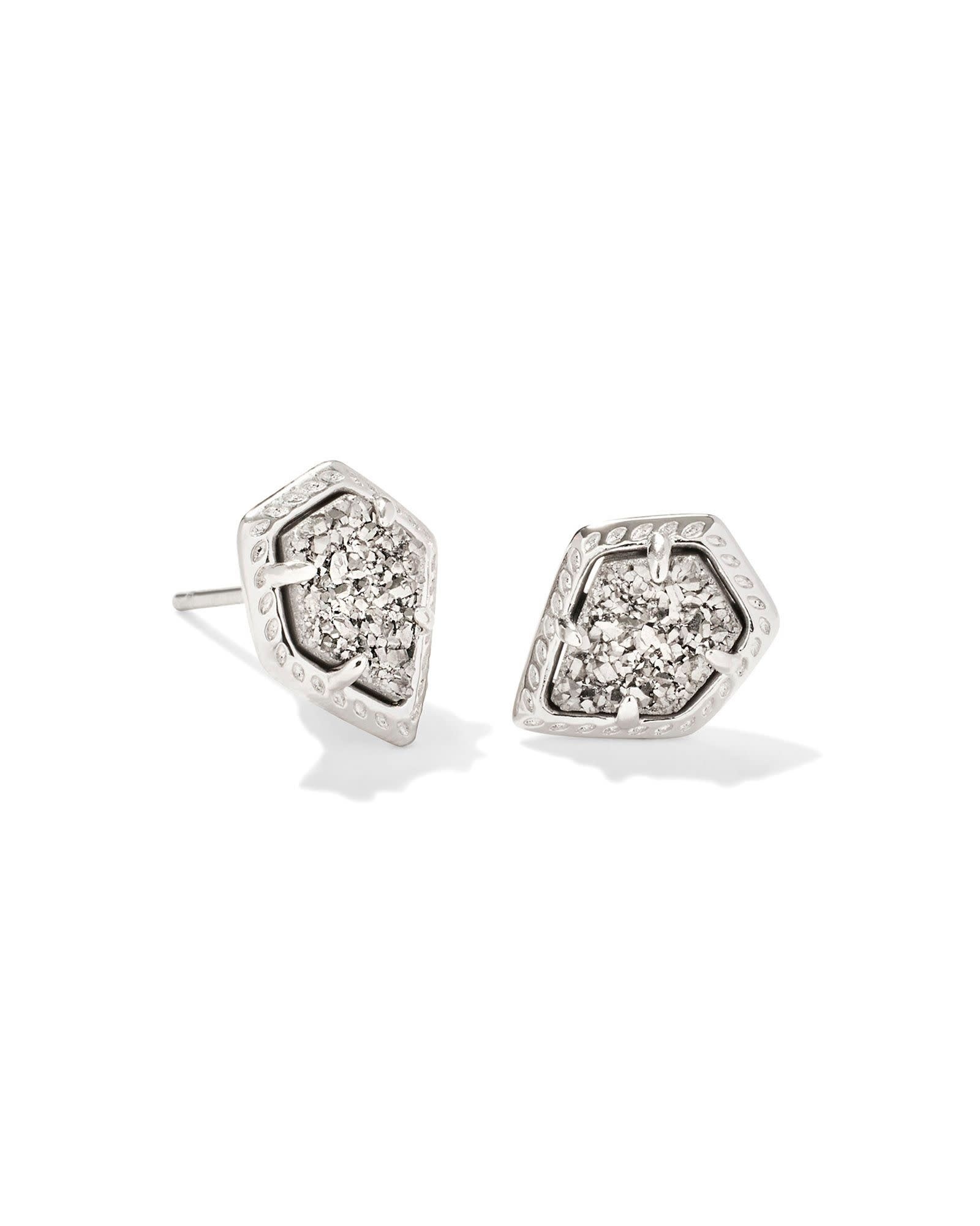 Kendra Scott Framed Tessa Stud Earrings Silver Platinum Drusy