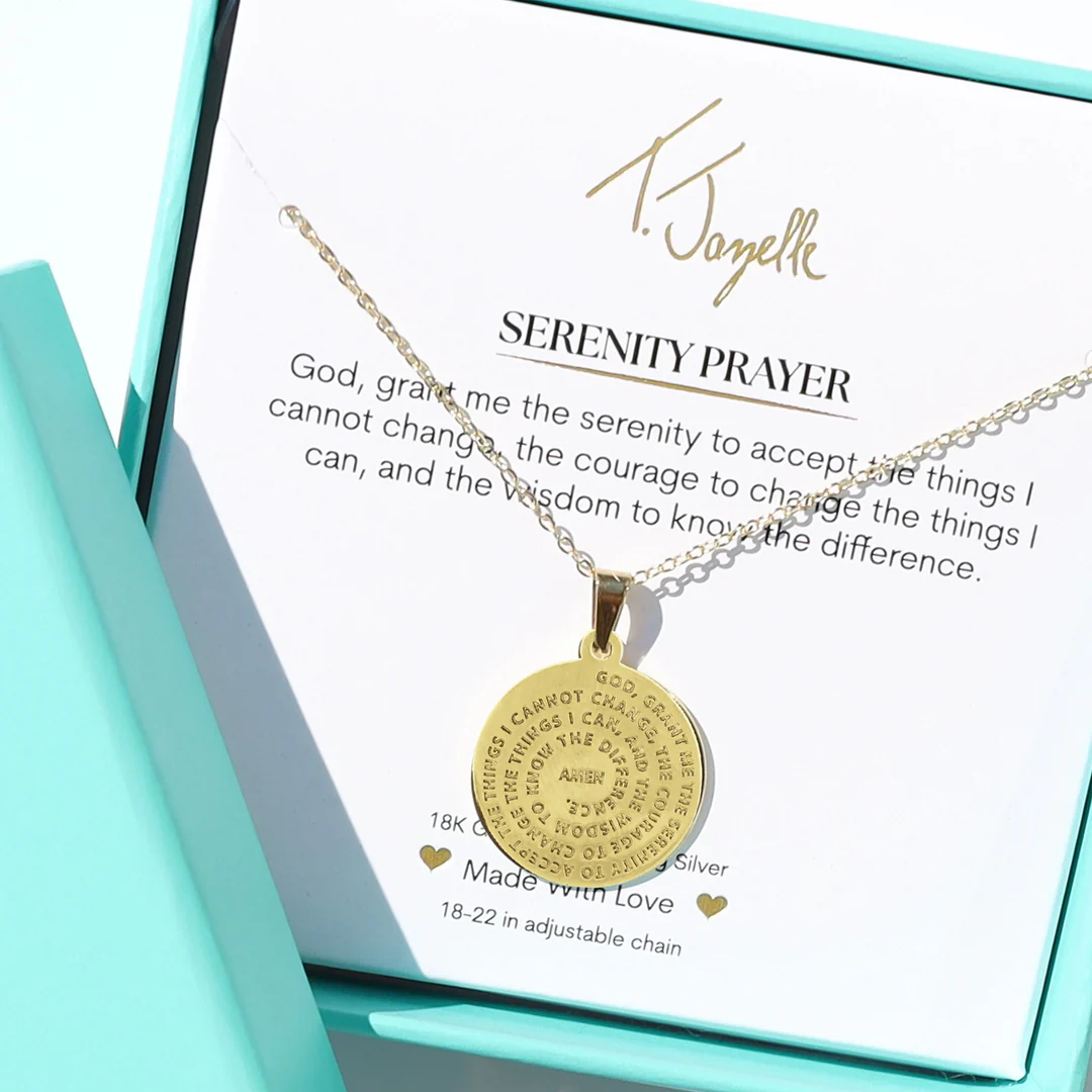 T. Jazelle Serenity Prayer Charm Necklace in Gold - Her Hide Out