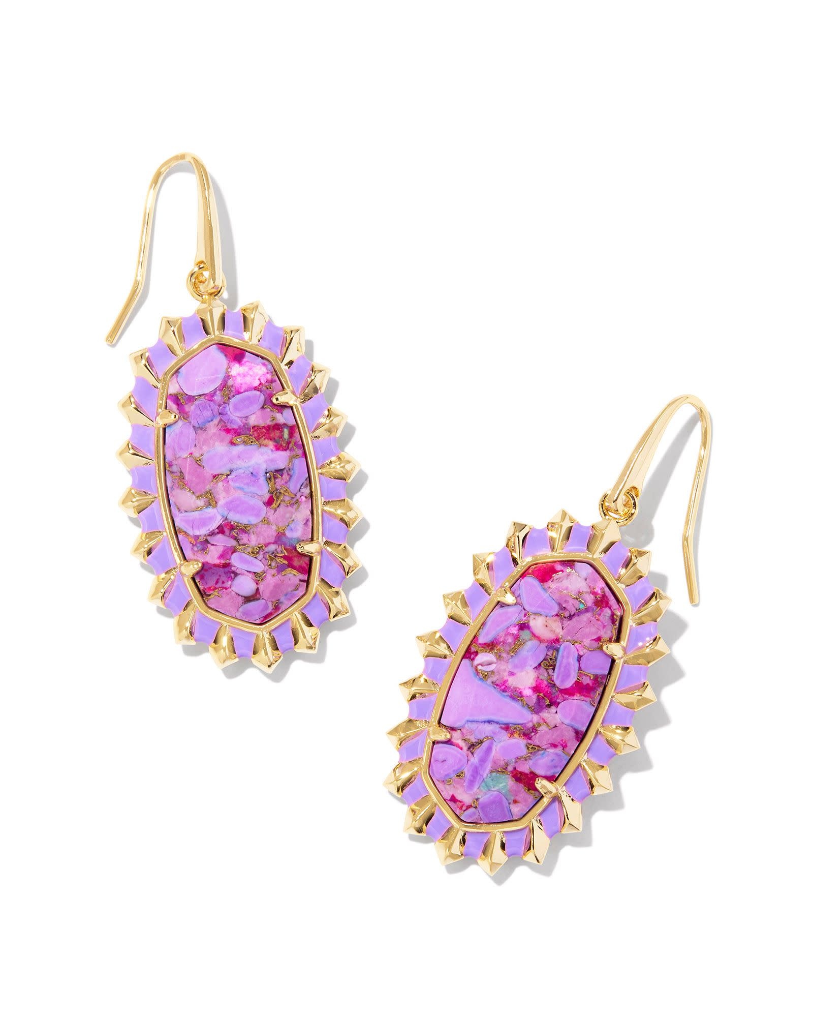 Kendra Scott Dani Gold Color Burst Frame Drop Earrings in Bronze Veine ...