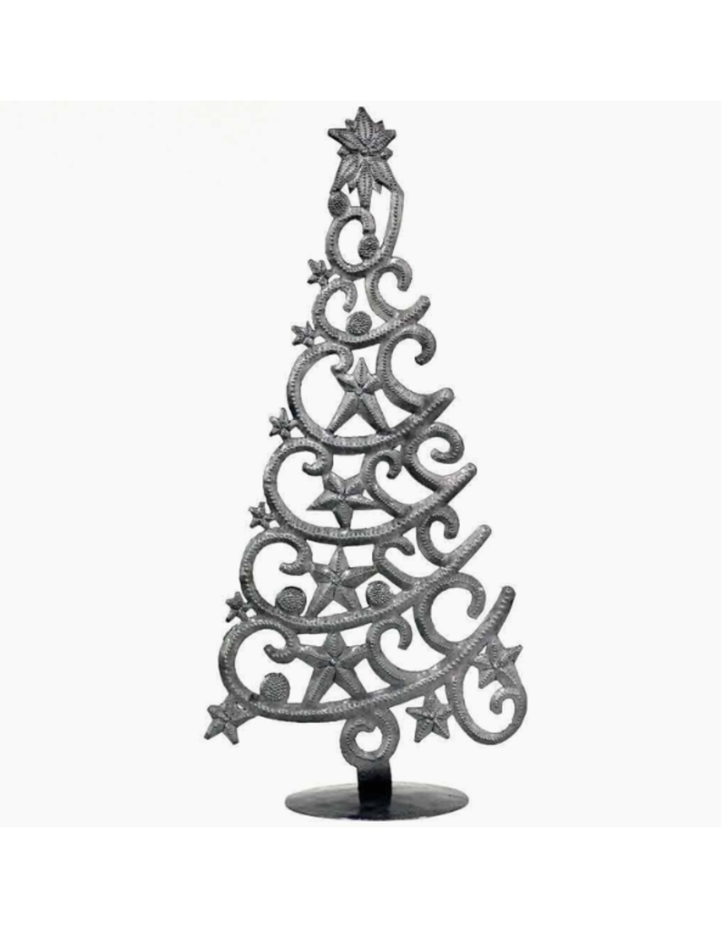Scroll Tree w Stars 14" Tabletop Ornament - Villages Calgary