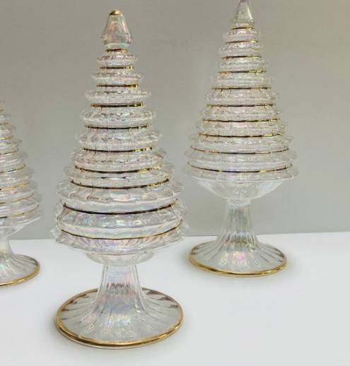 Blown Glass Tabletop Tree white spruce 9.5" - Villages Calgary