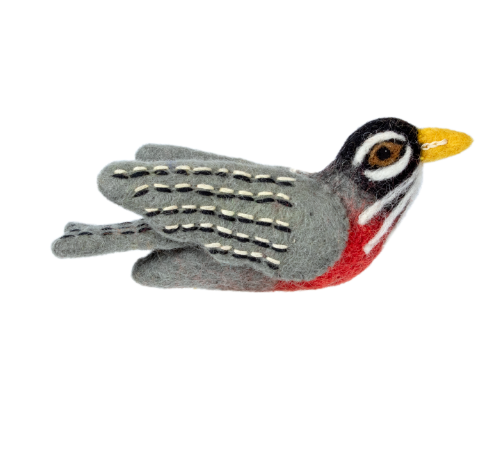 Wild Woolie Bird Red Robin Ornament - Villages Calgary