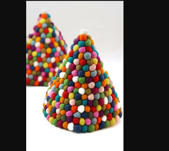 Felt Ball Cone Tree 8" assorted colours - Villages Calgary