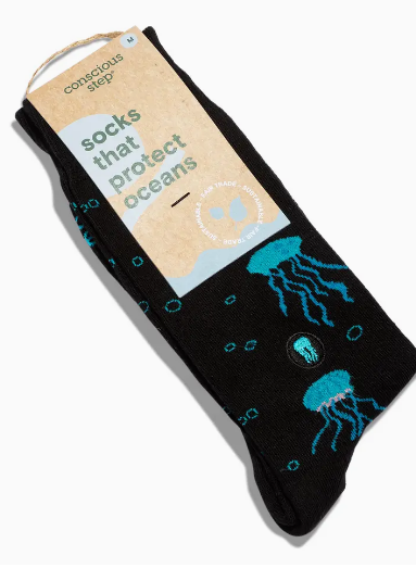 Socks That Protect Oceans (Black Jellyfish) - Villages Calgary