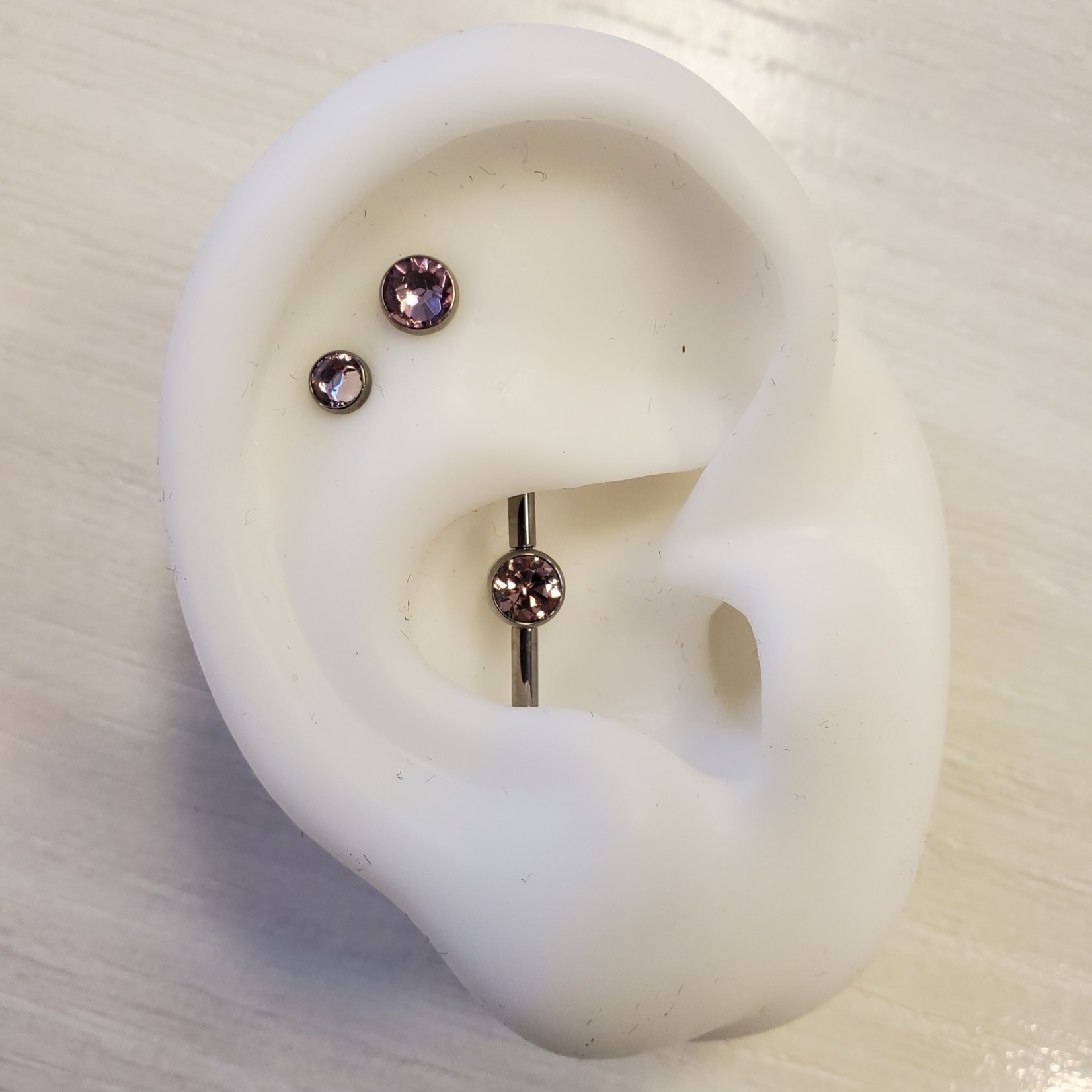 Morganite Vertical Industrial Ear Project - Tiff - Human Kanvas