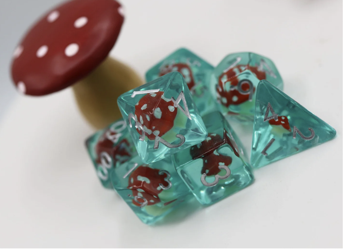 Power Up Mushroom RPG Dice Set - Black Diamond Games