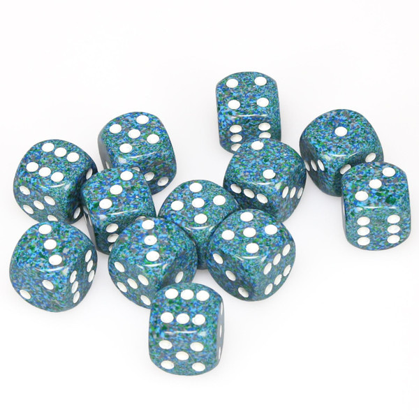 Chessex d6 Cube 16mm Speckled Sea (12) - Black Diamond Games