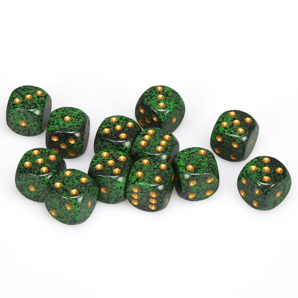 Chessex d6 Cube 16mm Speckled Golden Recon (12) - Black Diamond Games