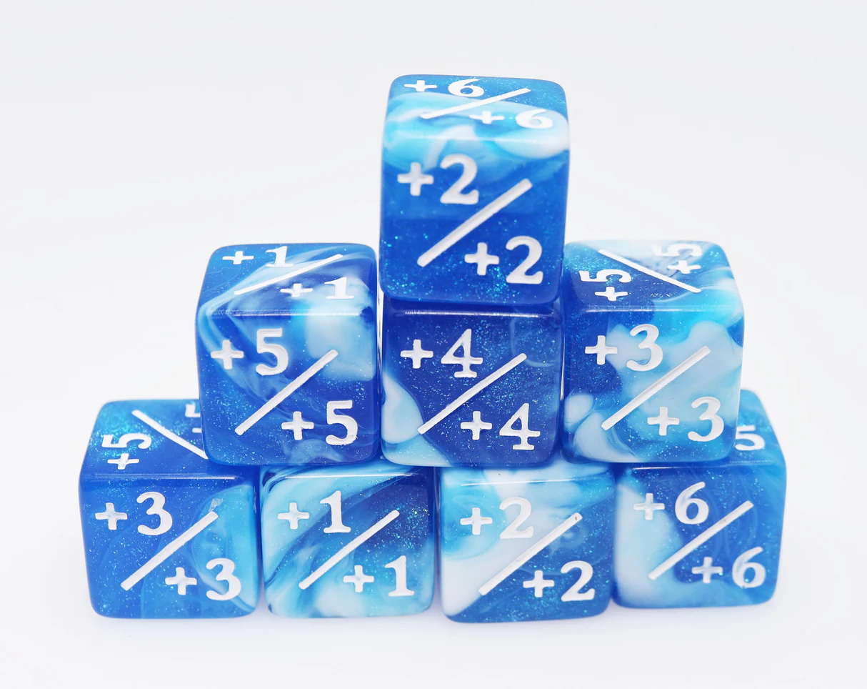 +1/+1 White & Blue Glitter Counters for Magic - Set of 8 - Black ...