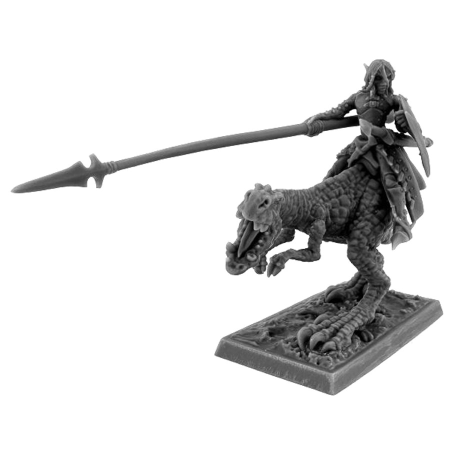Reaper Legends: Dark Elf Hero on Lizard - Black Diamond Games