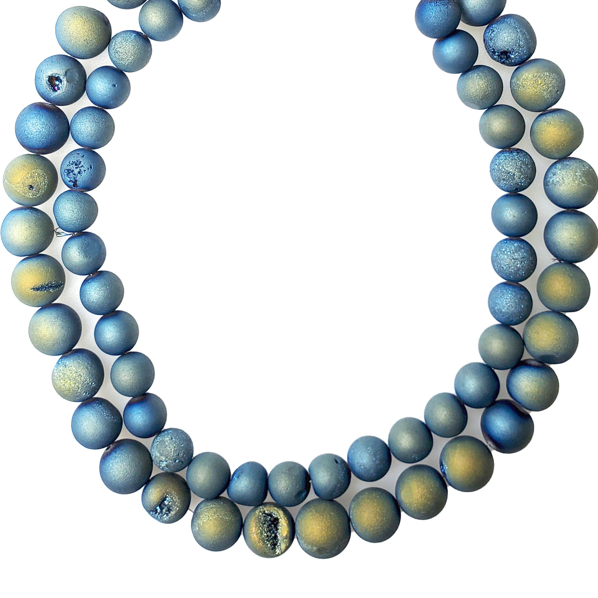 Druzy Bead Blue Green 16" Connected Strand - Bead World Incorporated