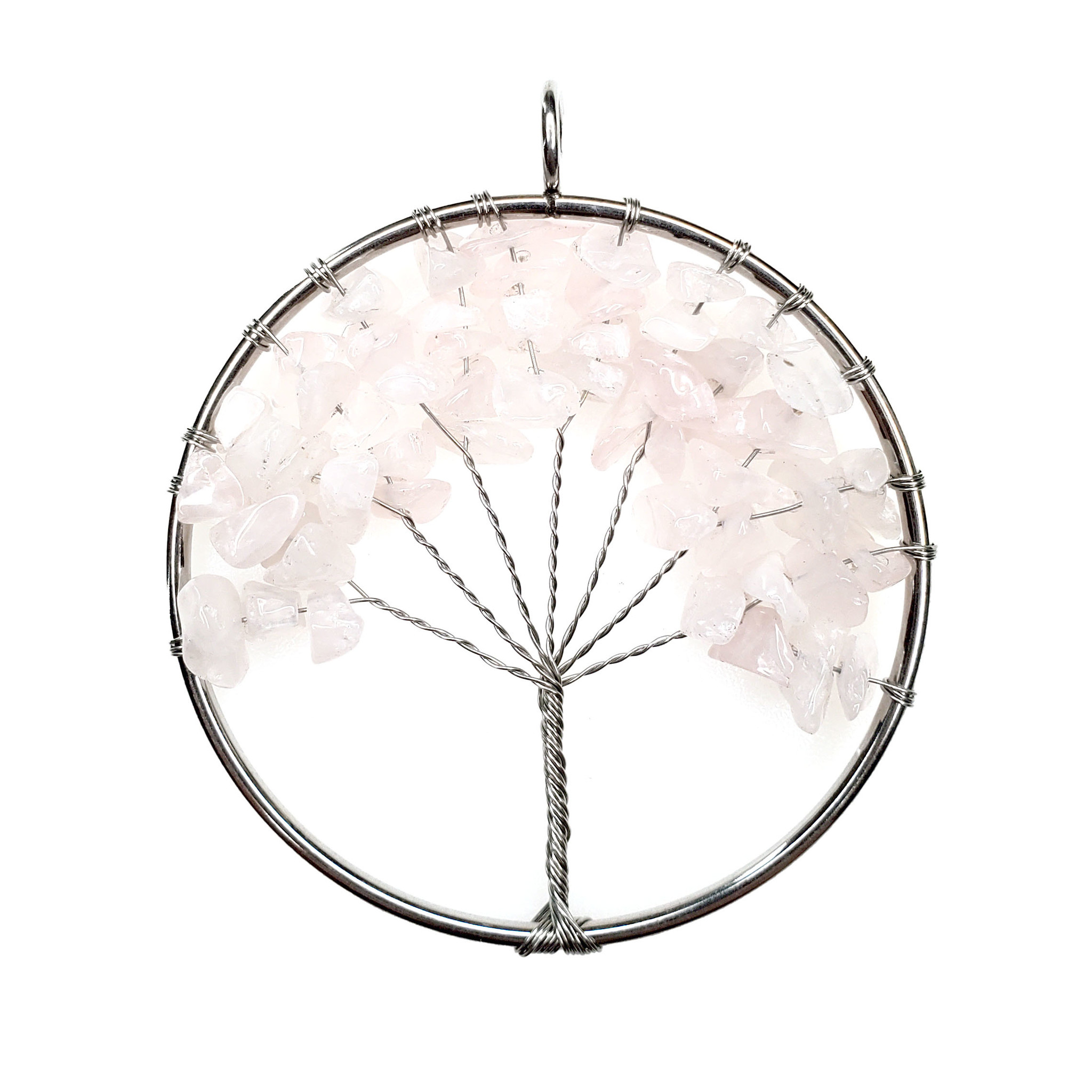 Tree of Life Rose Quartz 2" Pendant - Bead World Incorporated