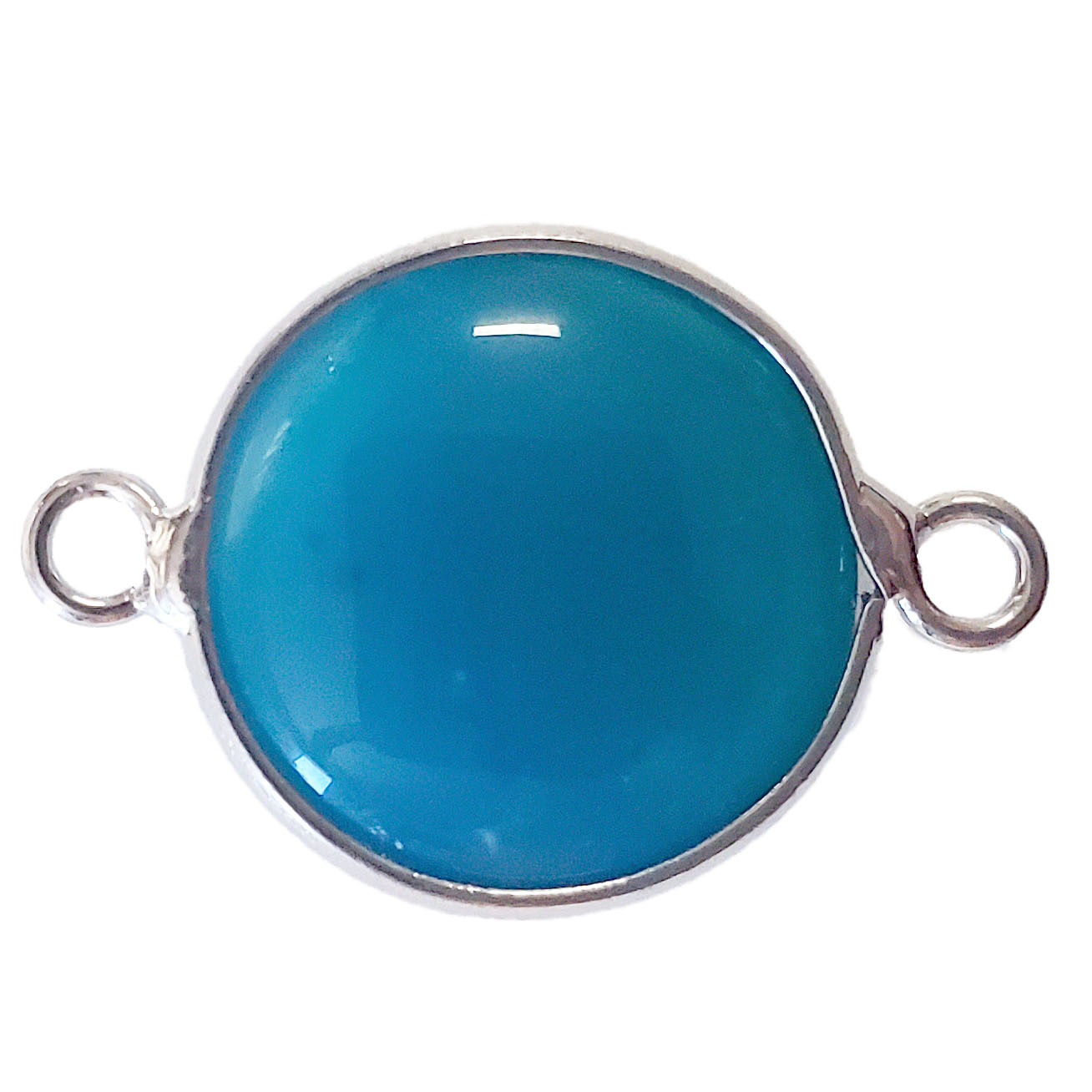 Blue Agate Round Double Loop Connector - Bead World Incorporated