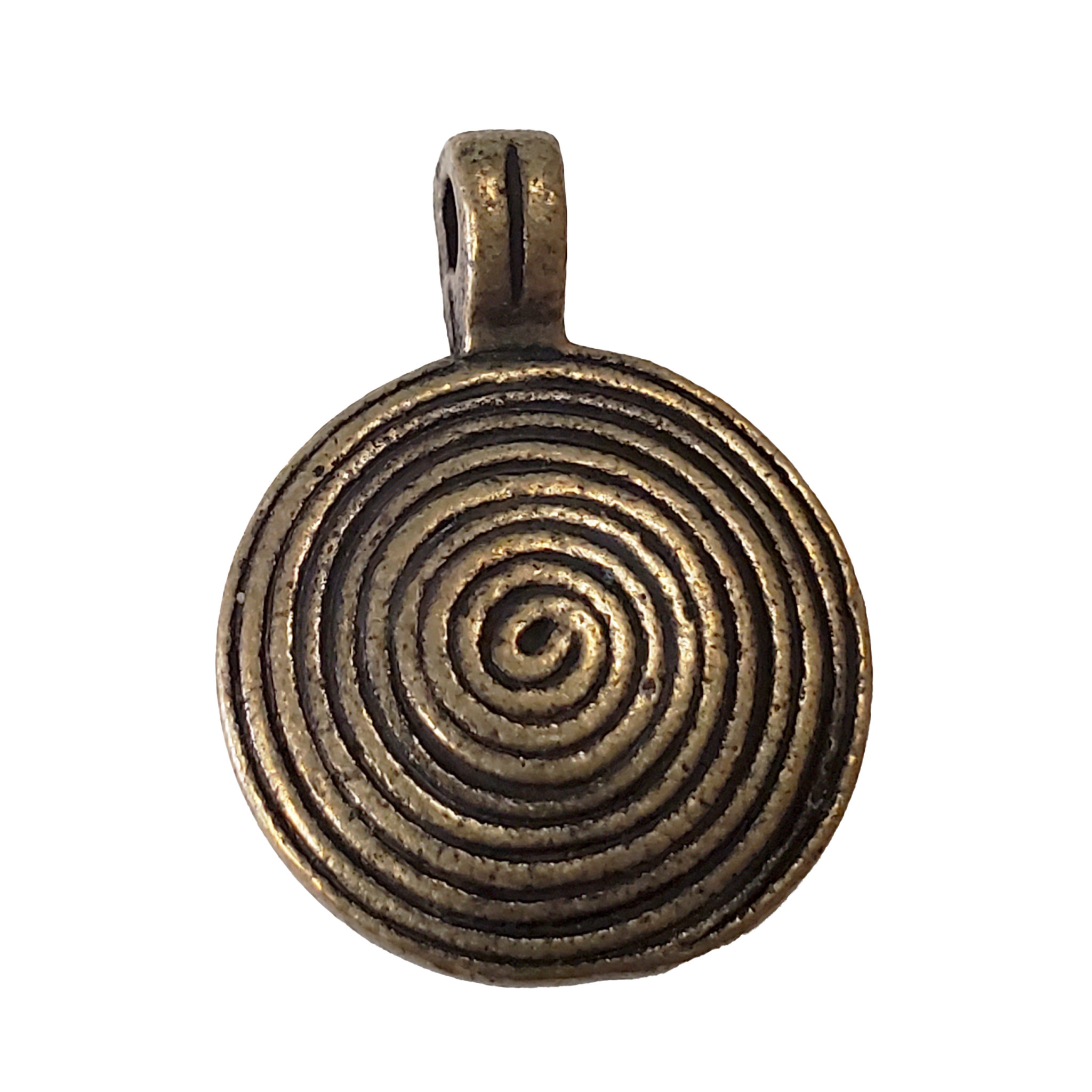 Gold Round Spiral Swirl Charm 17mm 3pcs. - Bead World Incorporated