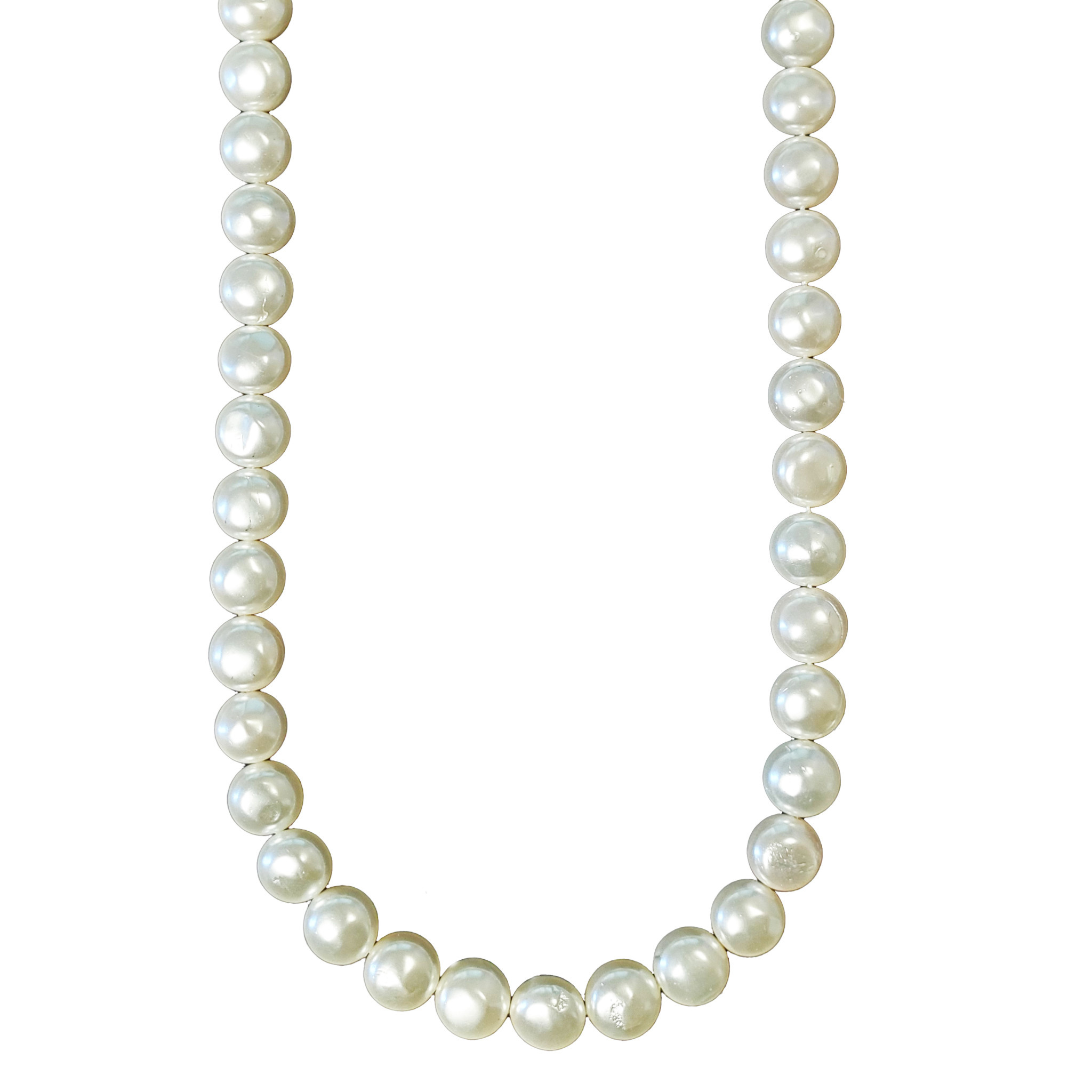 White Round Flat Shell Pearl 16" Strand 12mm - Bead World Incorporated