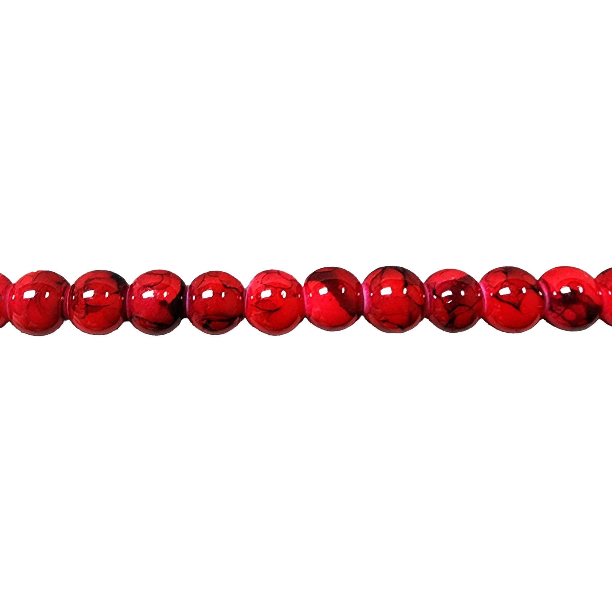 Glass Bead Opaque Red with Black Splatter - Bead World Incorporated