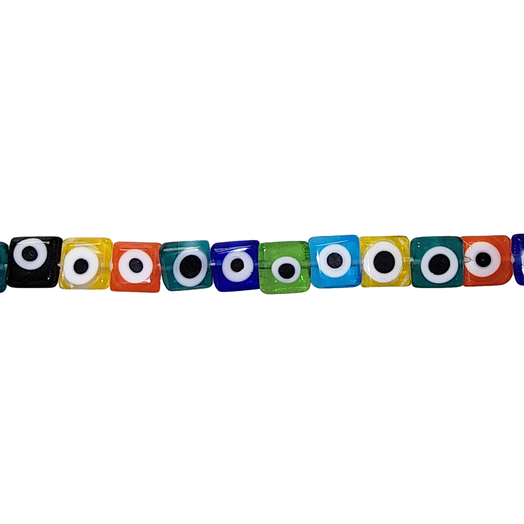 Flat Square Evil Eye Strand 8mm - Bead World Incorporated