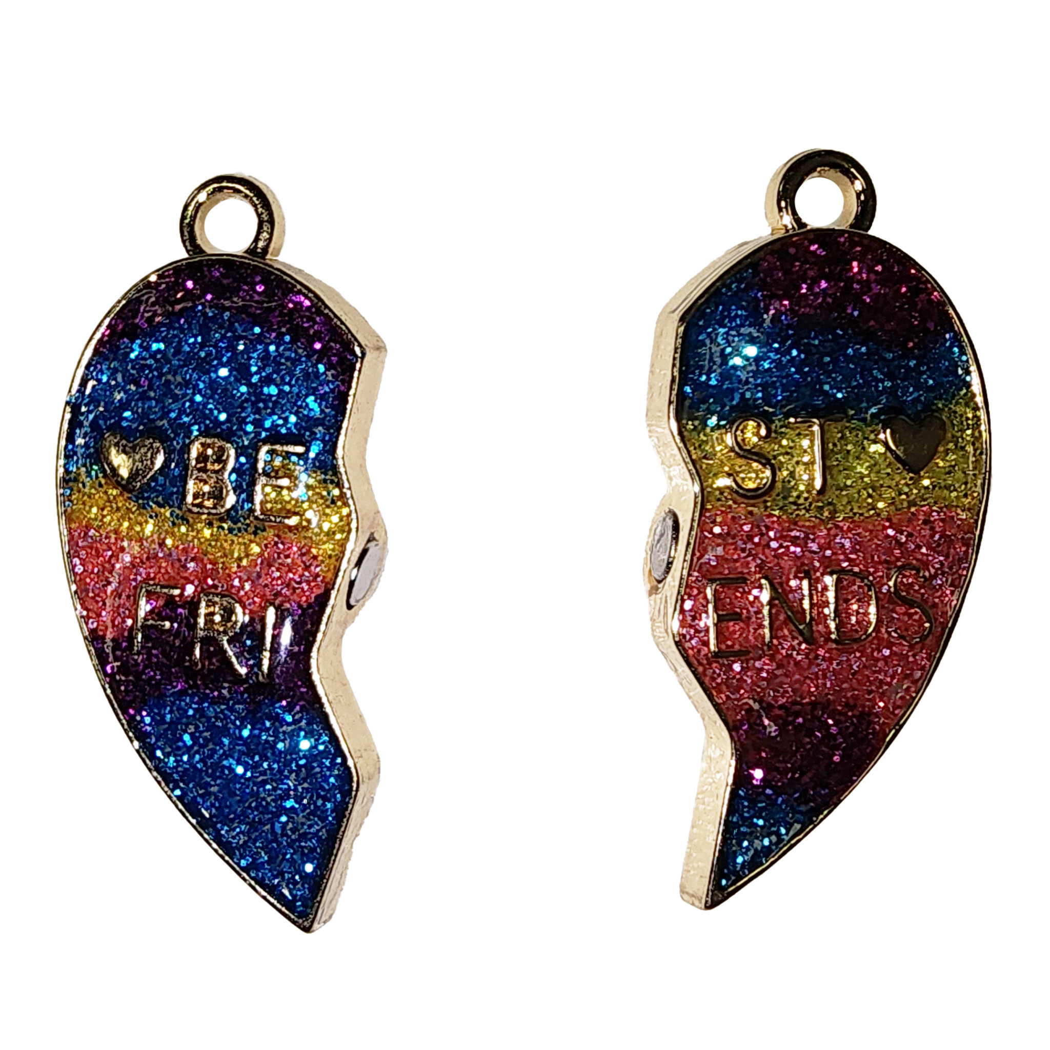 Matching Magnetic Glitter Heart Best Friends Charm 35x15mm - Bead World ...