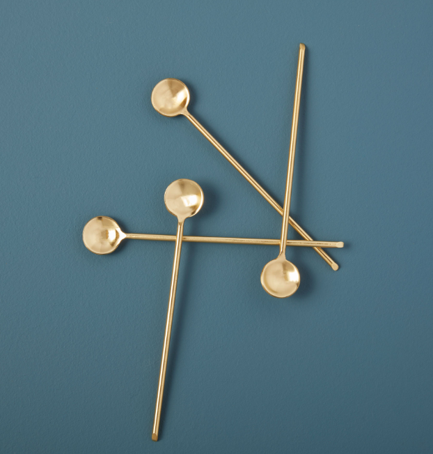 BE HOME Gold Long Thin Spoons, Set of 4, 250-151 - Touch of Class