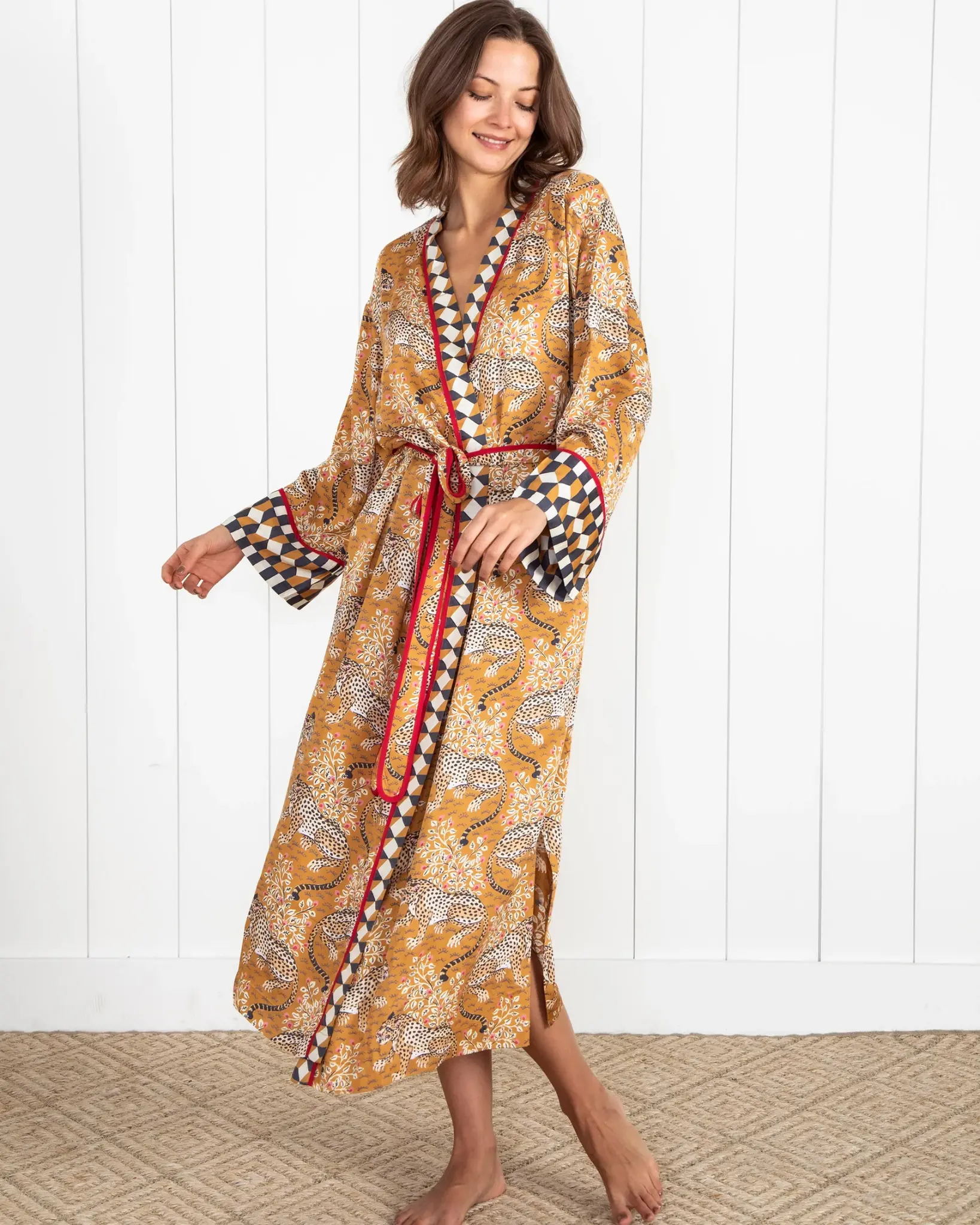 PRINTFRESH Bagheera Satin Robe, PJ14B-TB-SM - Touch of Class