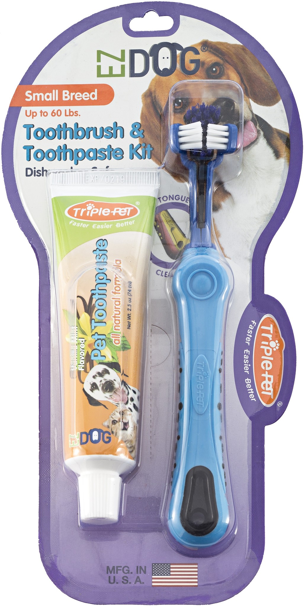 EZ Dog Dental Kit with Toothbrush and Pet Toothpaste - Howl