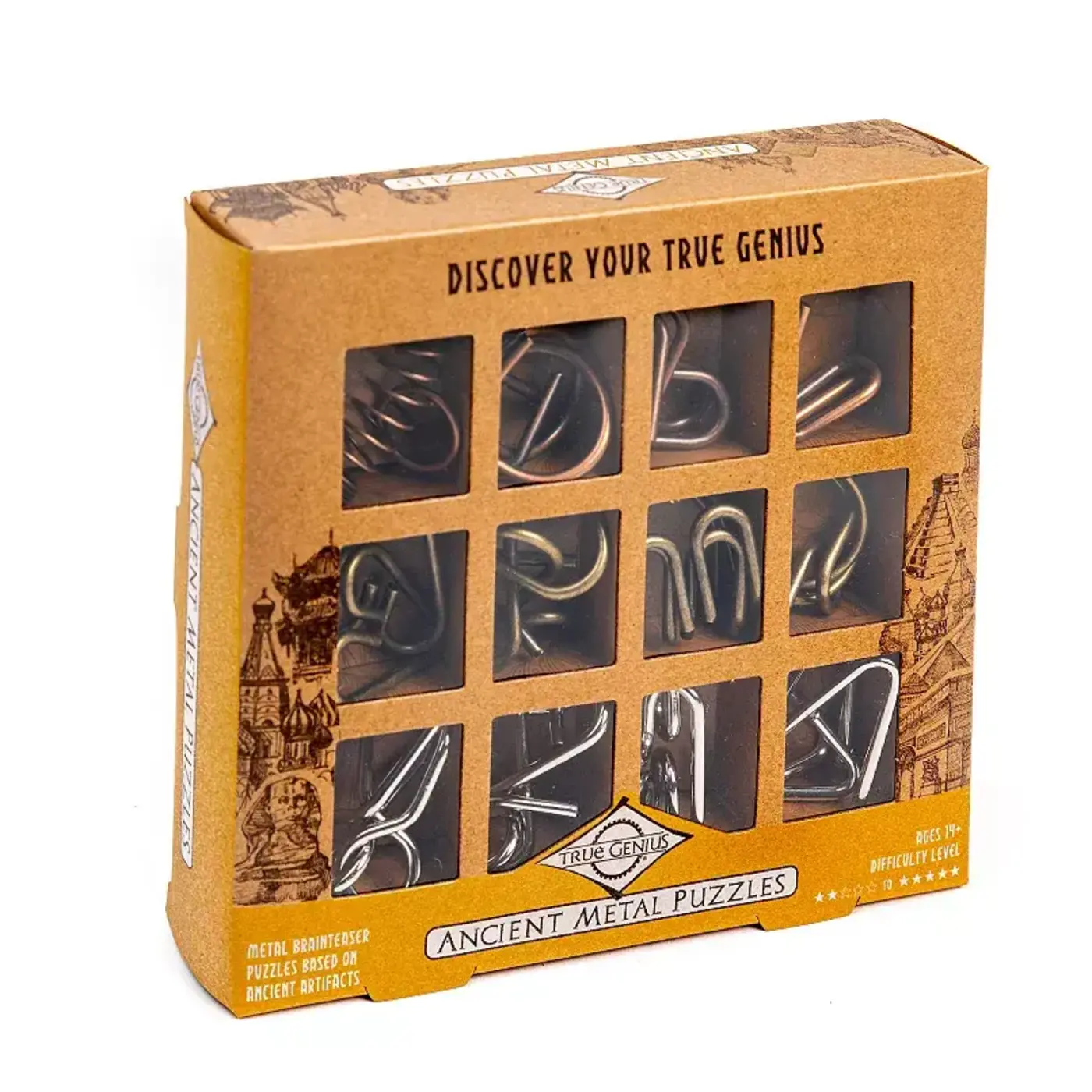 True Genius Ancient Metal Puzzles - 12 pc - PLAYNOW! Toys and Games