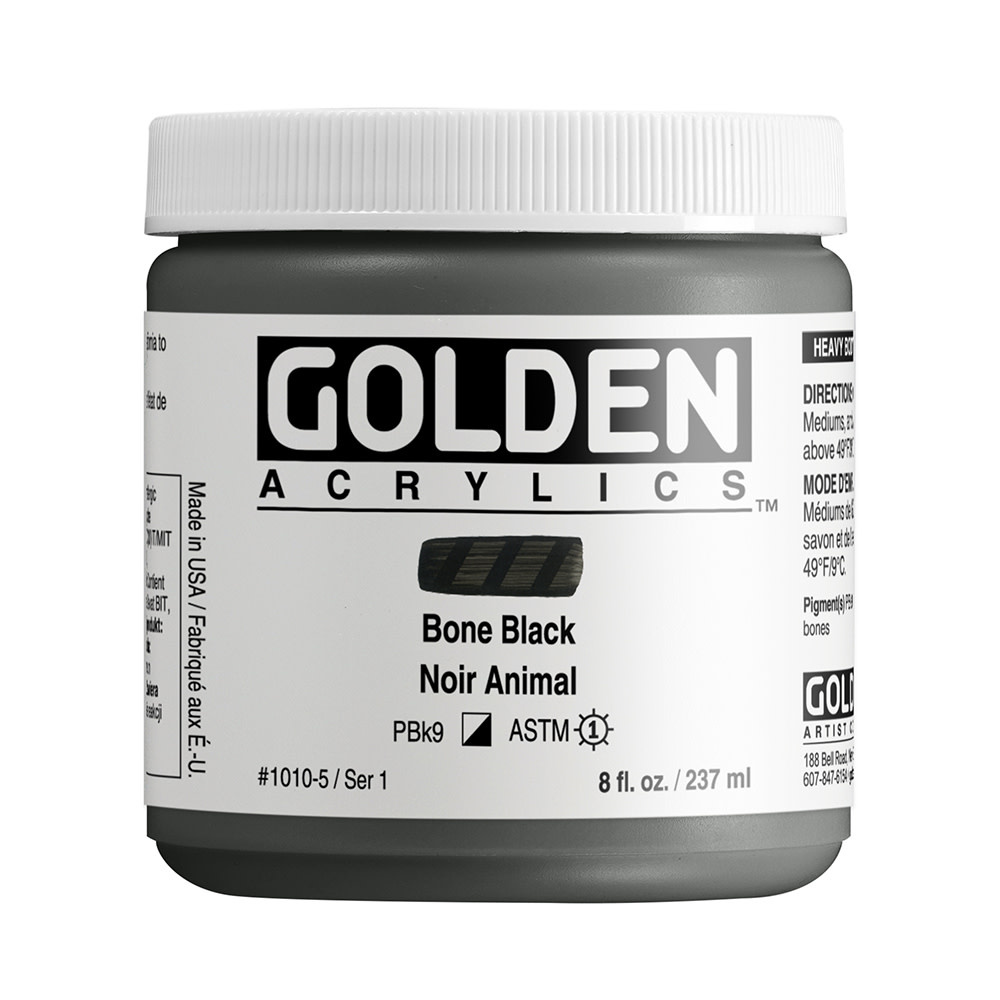Golden Heavy Body Acrylic Paint, Heavy Body Bone Black, 8oz - The Art ...