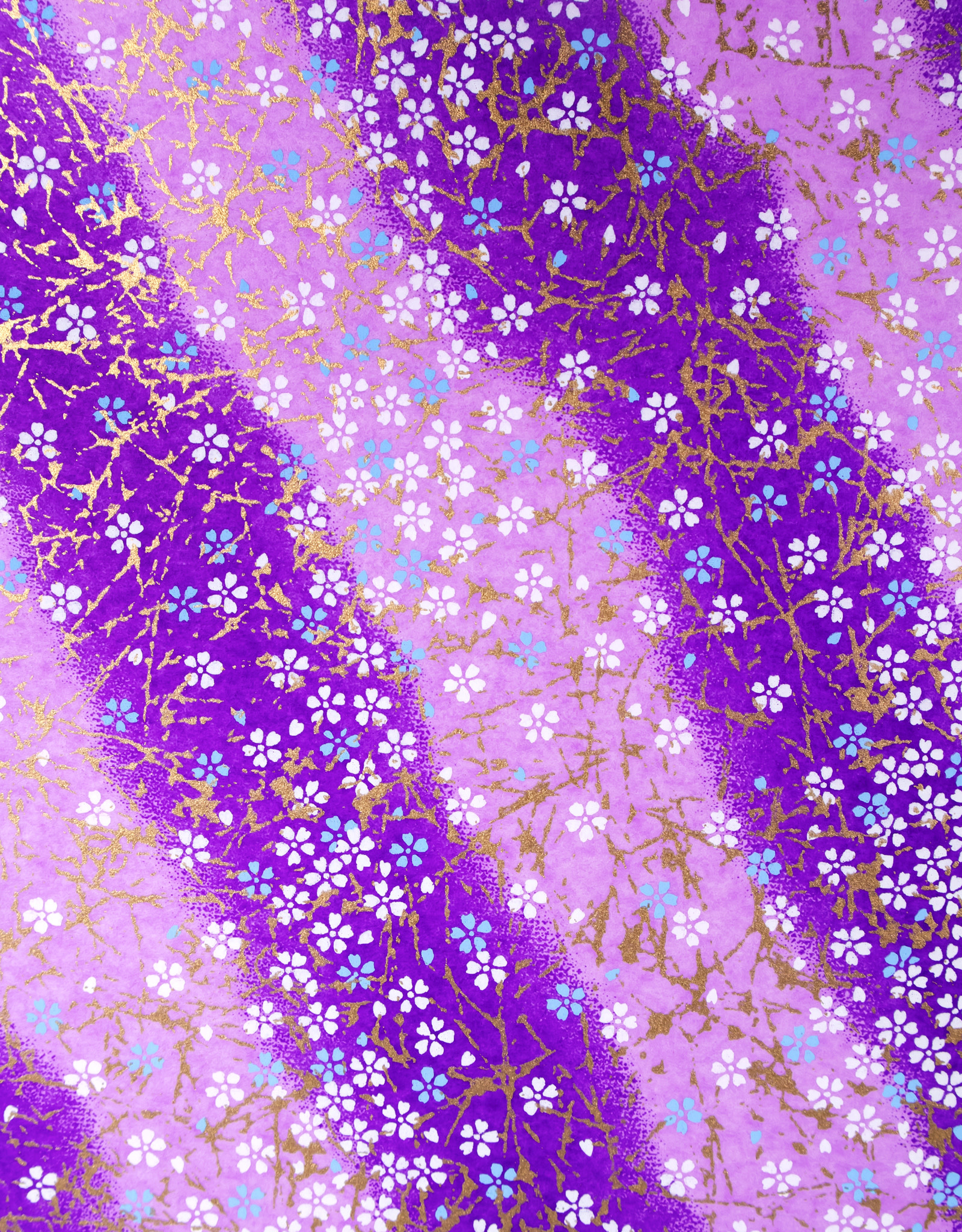 Yuzen: White & Blue Flowers on Purple - The Art Store/Commercial Art Supply