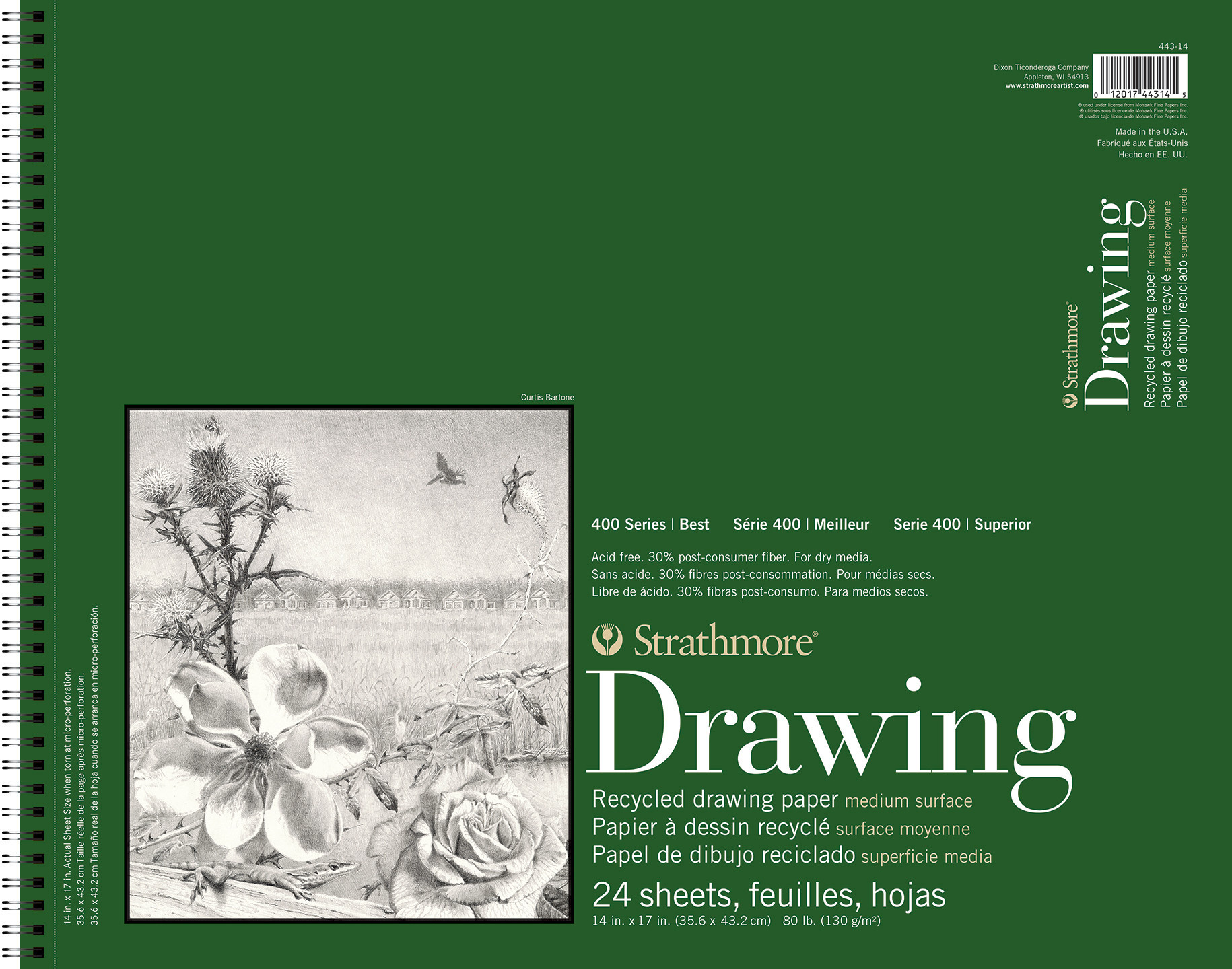 Strathmore 400 Series Recycled Drawing Paper Pad, 24 Sheets, 14” x 17 ...