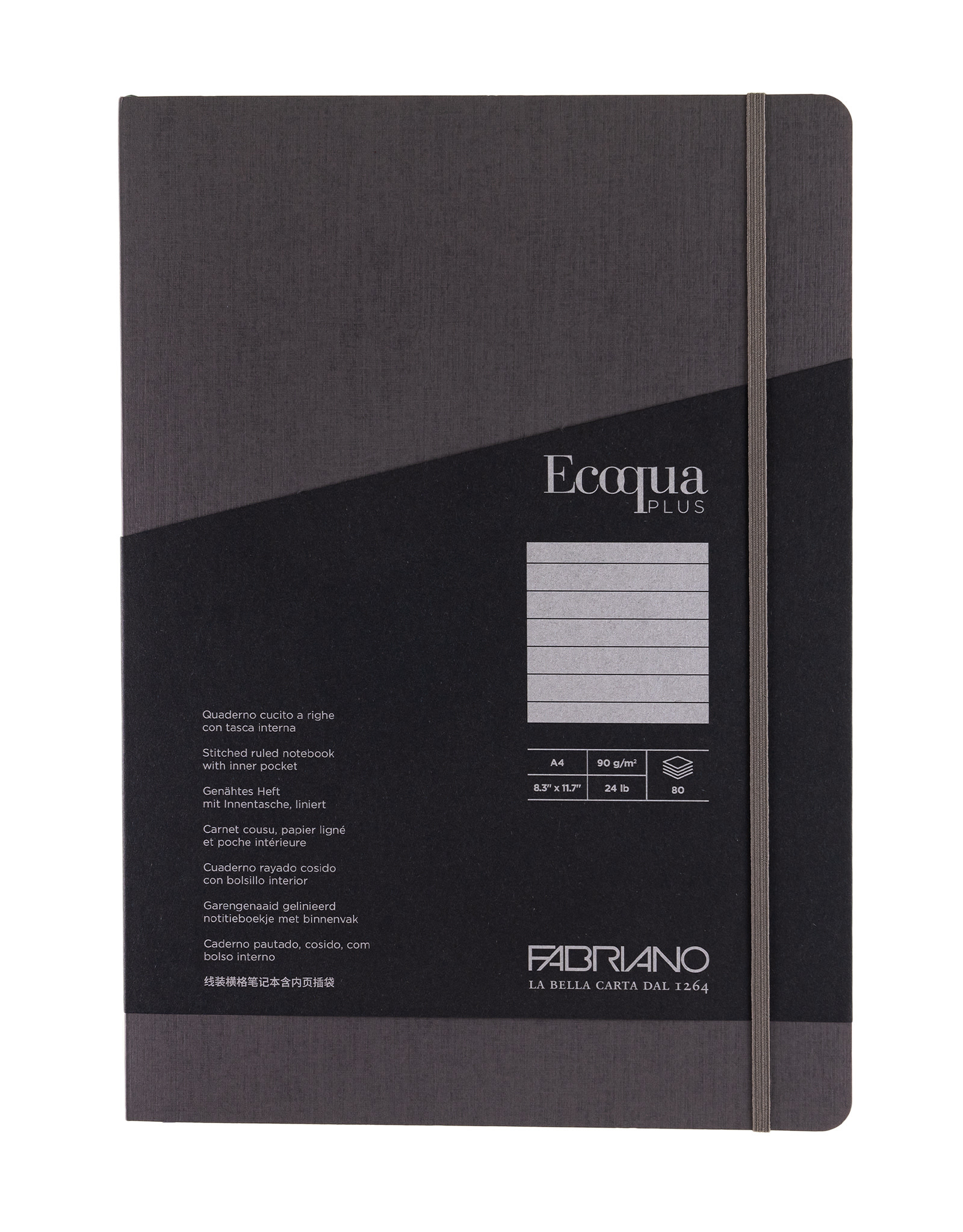 Ecoqua Plus Sewn Spine Notebook, Grey, A4, Ruled - The Art Store ...