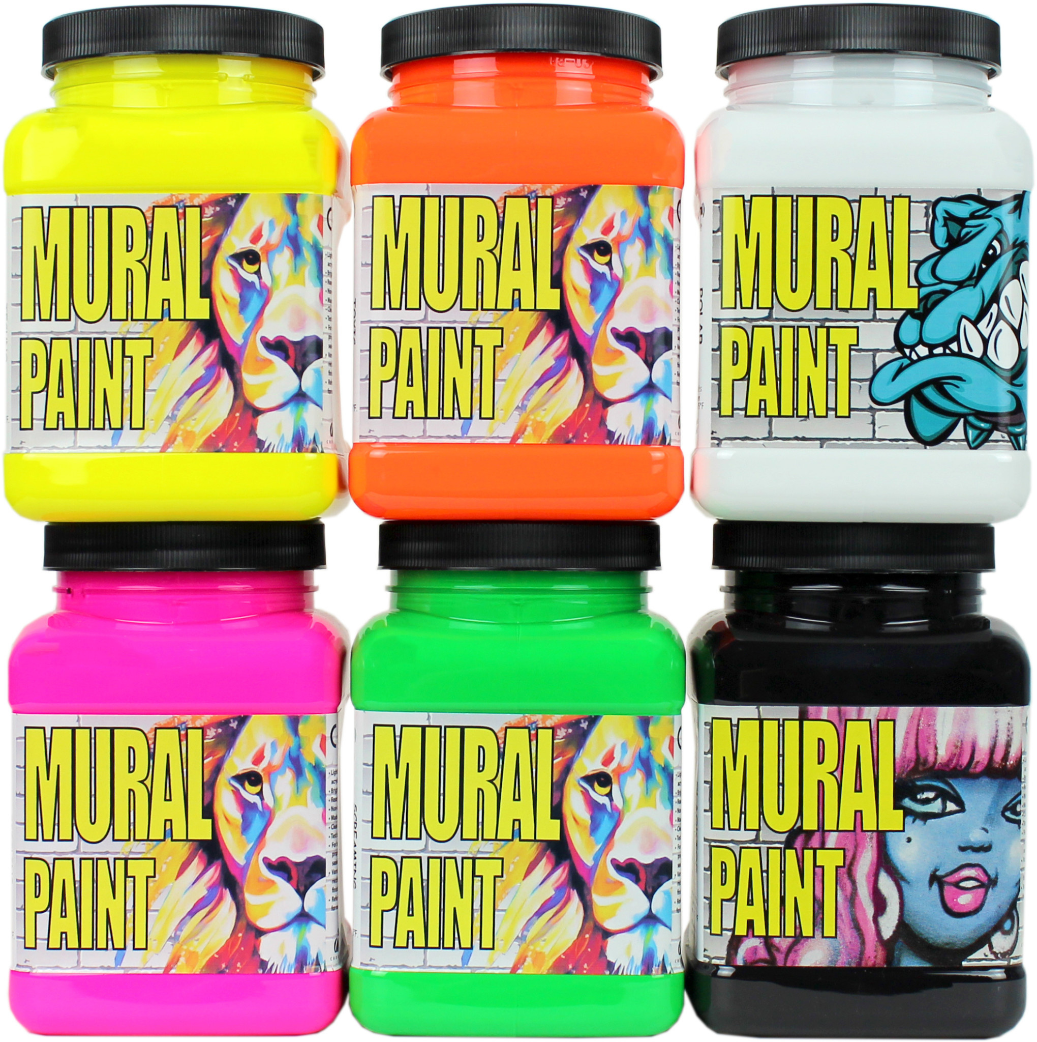 Chroma Mural Paint, 6 Neon Colors Pint Set - The Art Store/Commercial ...