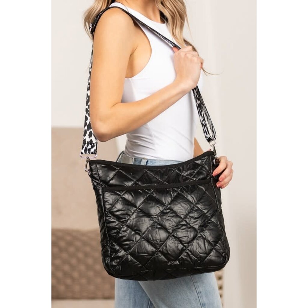Aili's Corner Jenna Quilted Puffer Leopard Crossbody BACB30 Black ...