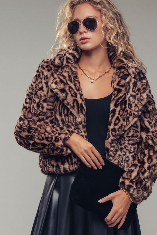 Trend Notes Leopard Fur Cropped jacket 0579-2925-1F - Bootery Boutique