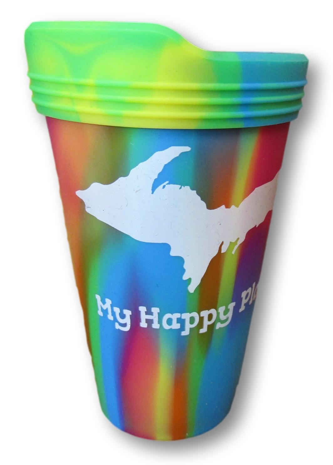 W U.P. Silipint Silicone Glass with Lid - Chickadees