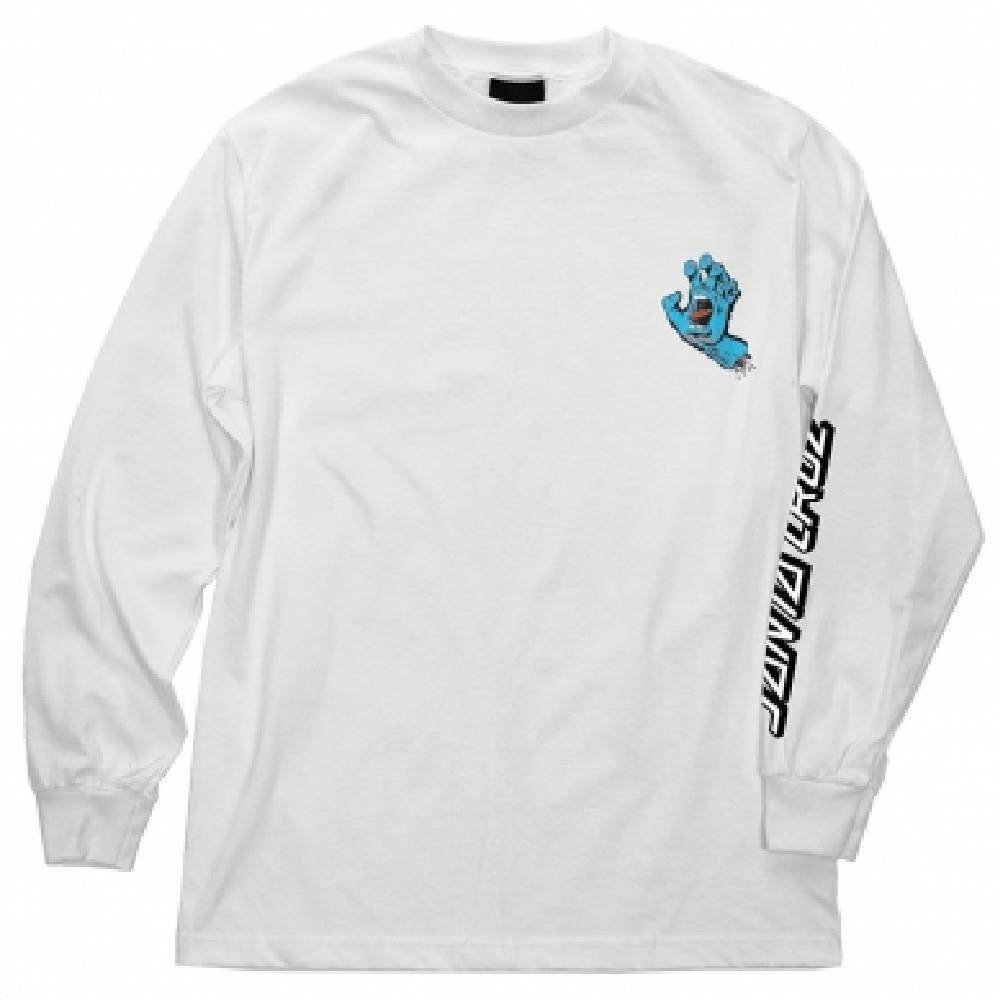 SANTA CRUZ SCREAMING HAND LS TEE WHITE - Laces