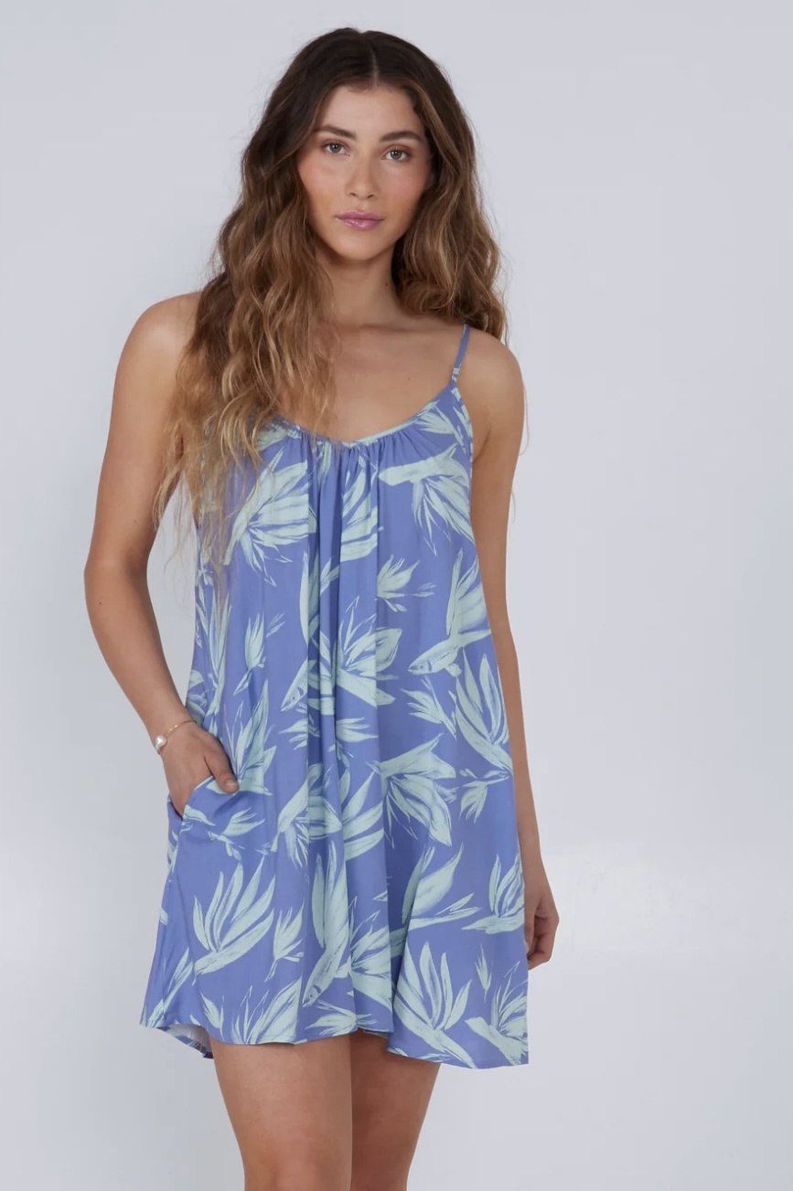 W Salty Crew Desert Island Dress Blue Dusk Laces