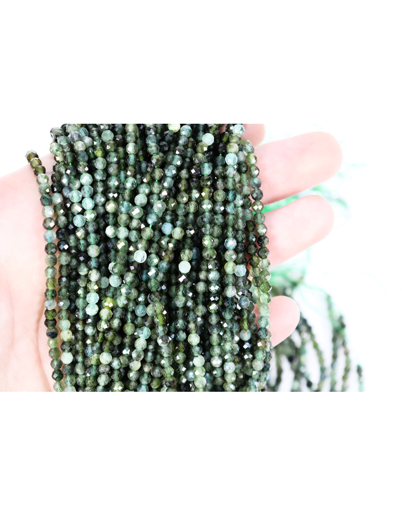 Green Tourmaline Faceted Round 3-4mm - Mama's Minerals